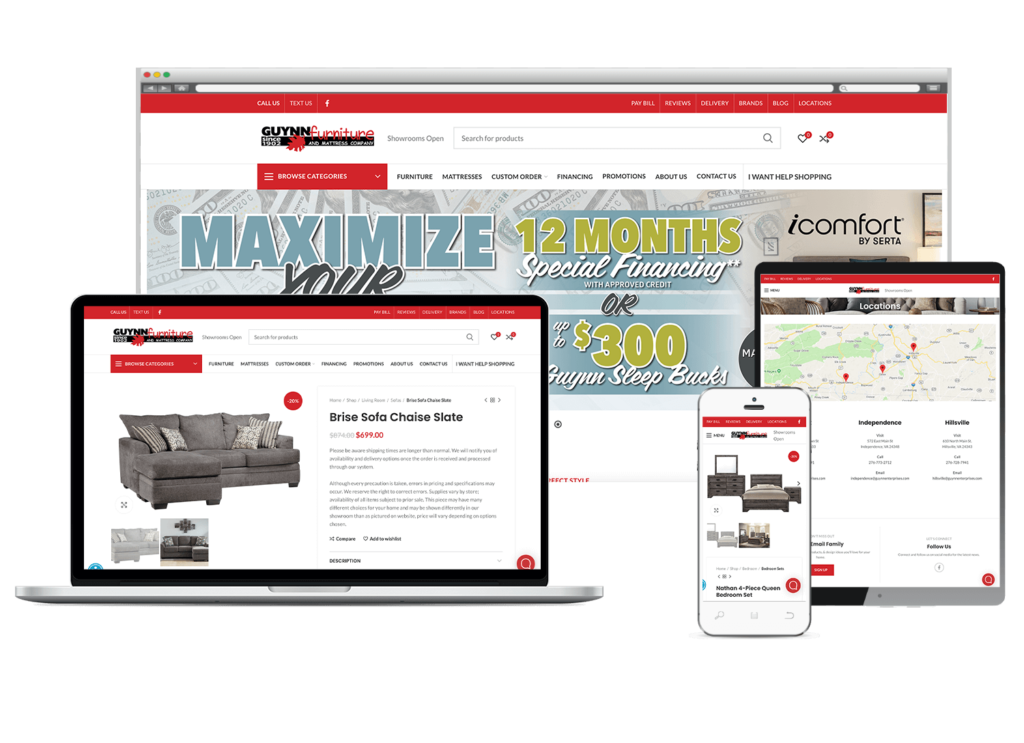 Guynn Website Example - R&A Marketing - Furniture Advertising Agency